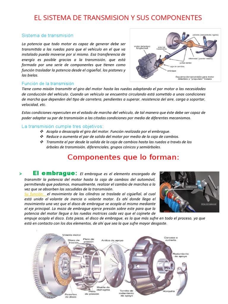 El Sistema de Transmision y Sus Componentes | PDF | Transmisión ...
