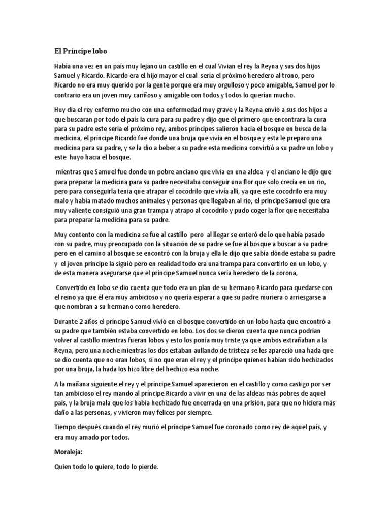 Cuento El Principe Lobo | PDF
