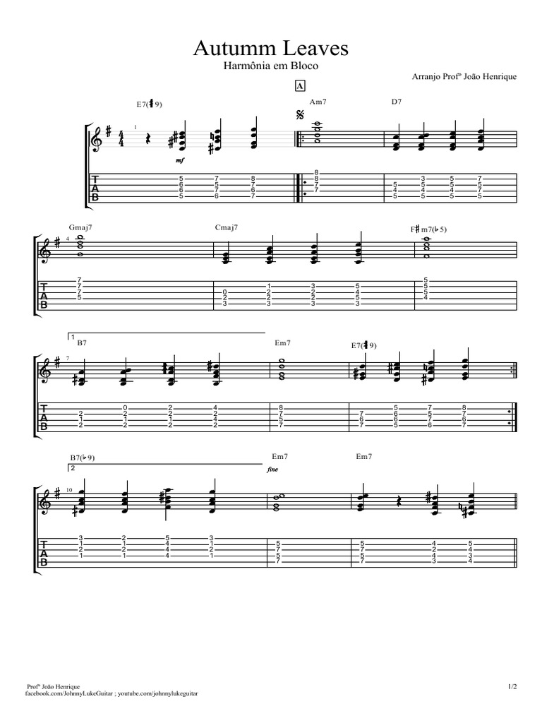 Autumm Leaves Chord Melody | PDF