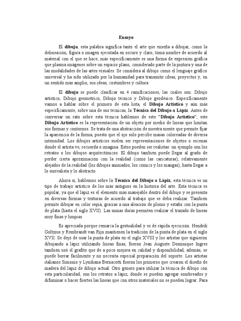 Ensayo Del Dibujo | PDF | Dibujo | Medios de arte