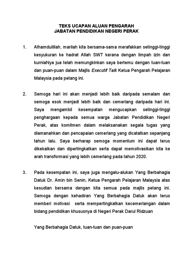 Teks Ucapan Aluan Pengarah | PDF