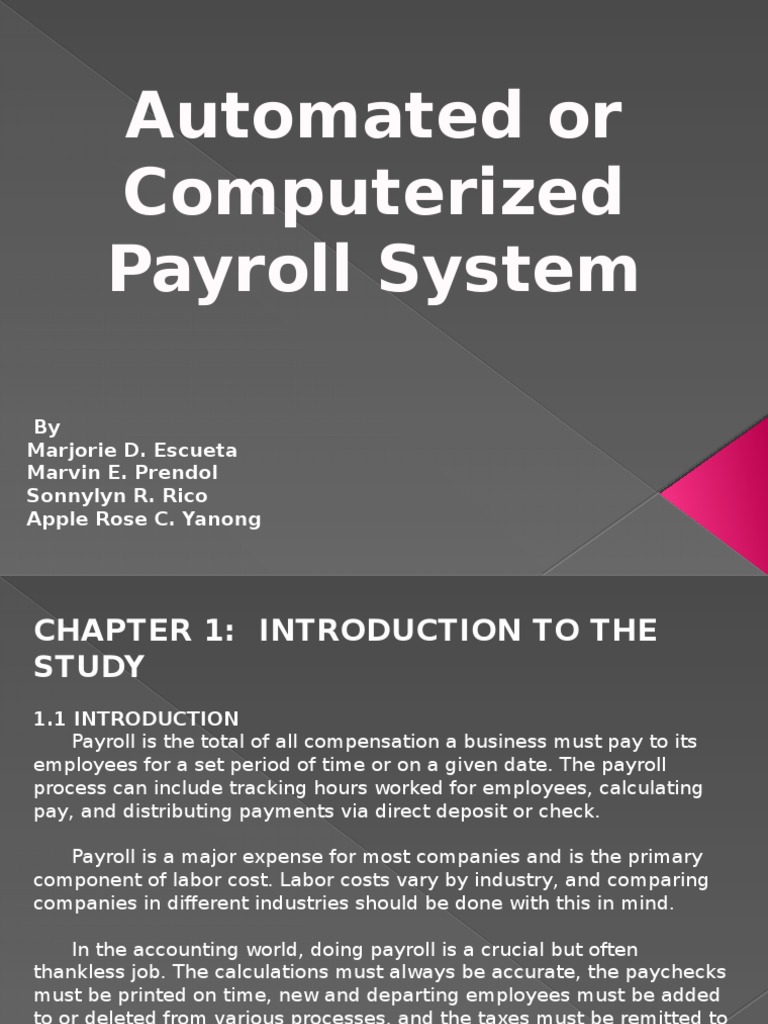 Automated or Computerized Payroll System: by Marjorie D. Escueta Marvin ...