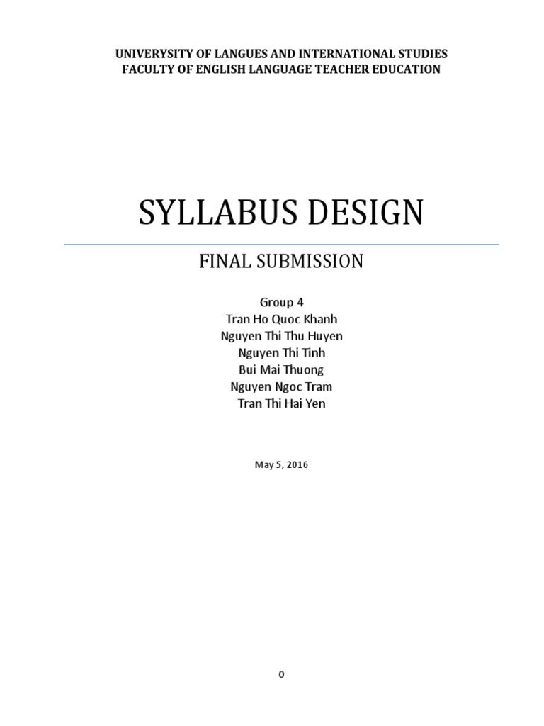(E8) (Group 4) SYLLABUS-DESIGN-FINAL-SUBMISSION | PDF | Reading ...
