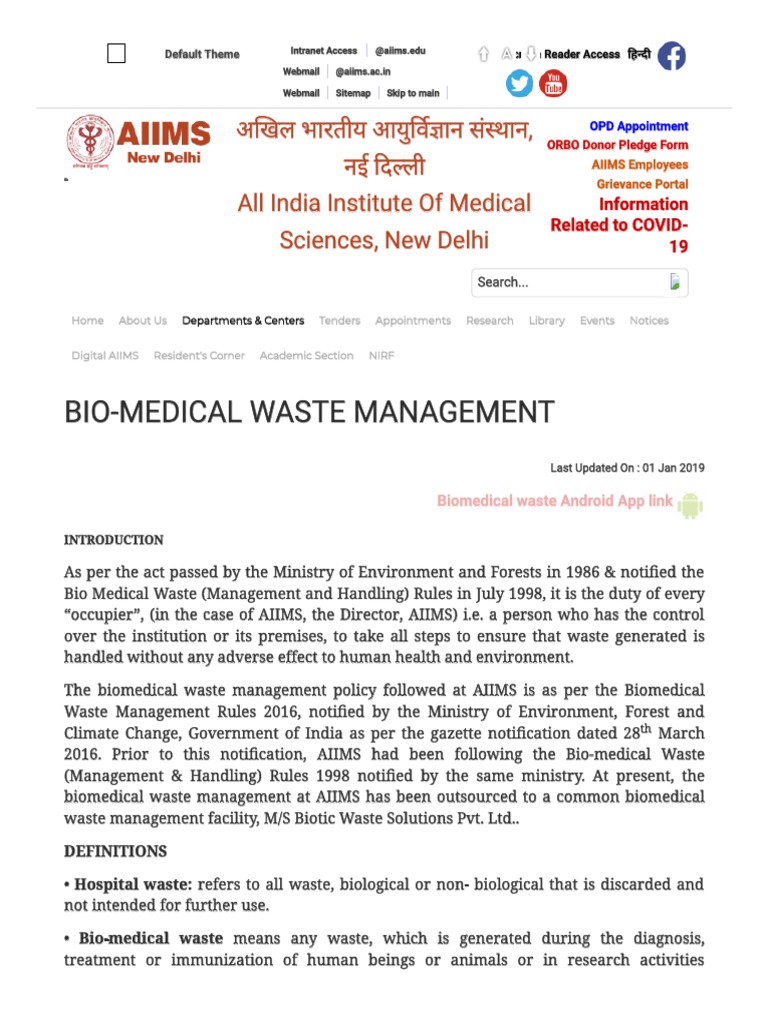 Bio-Medical Waste Management PDF | PDF | Health Sciences | Pollution