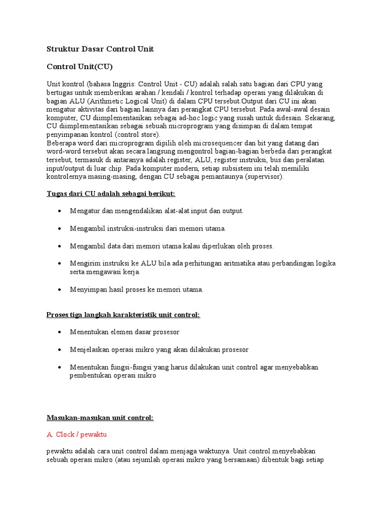 Fungsi dan Struktur Control Unit CPU | PDF