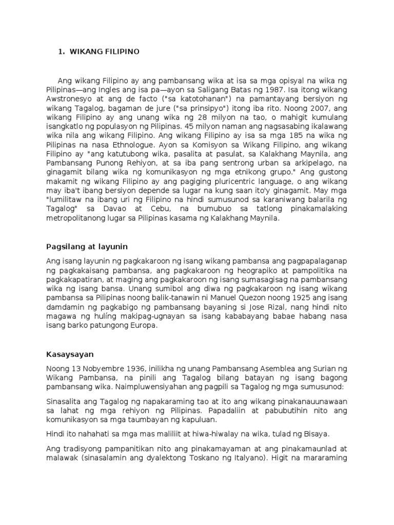 Wikang Filipino | PDF
