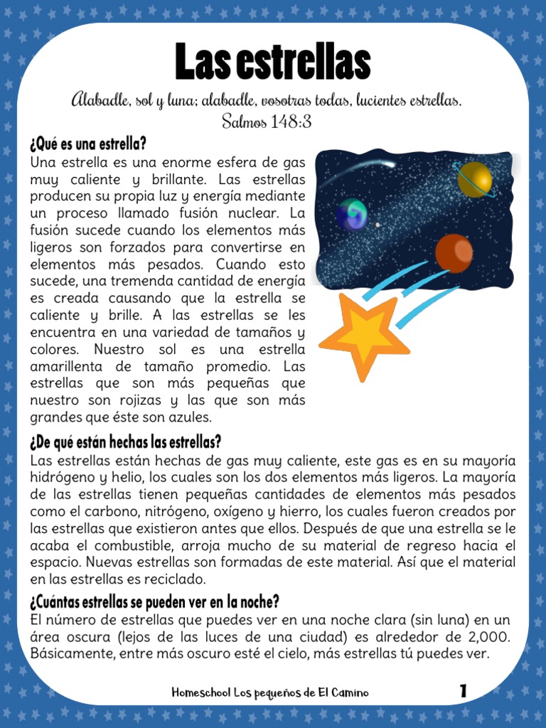 Información sobre las estrellas para niños | PDF | Estrellas | Vía láctea