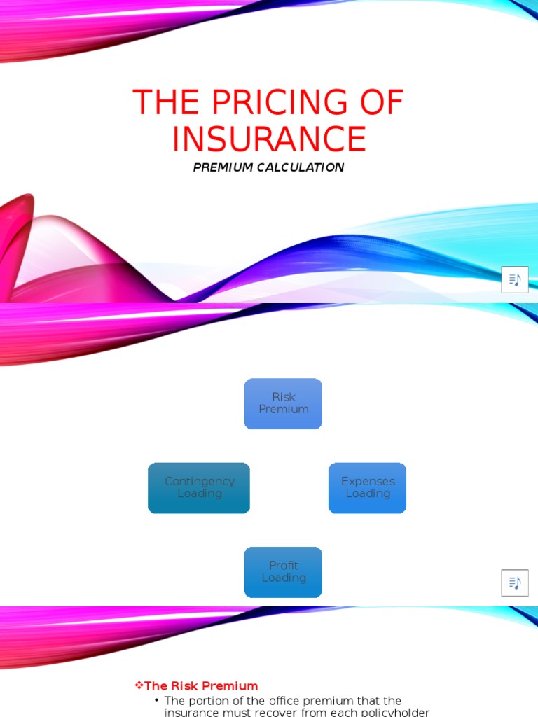 The Pricing of Insurance PREMIUM CALCULATION INS 200 | PDF | Insurance ...