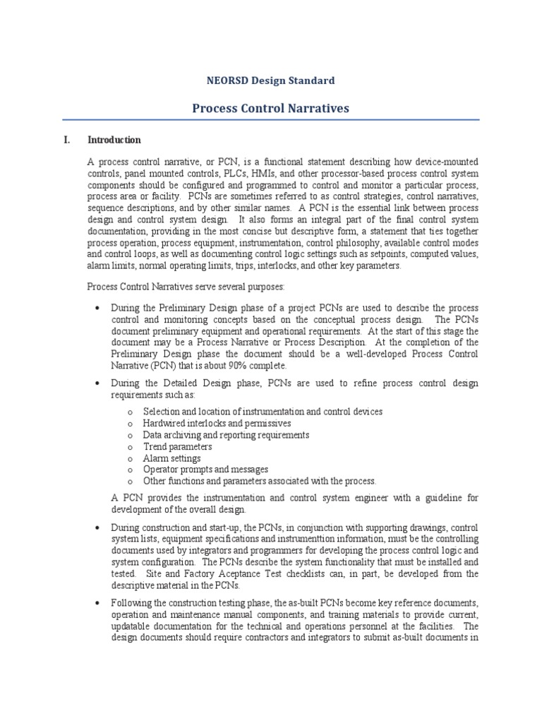 Process Control Narratives: NEORSD Design Standard | PDF | Process ...