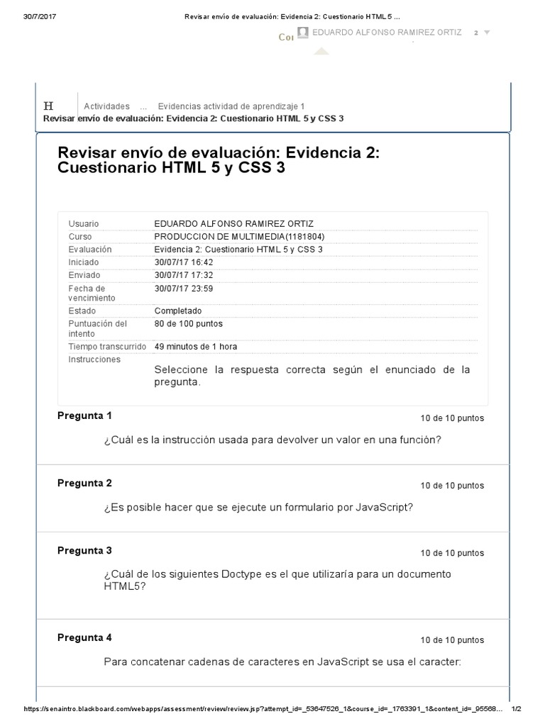 2-Cuestionario HTML | PDF | Script Java | HTML