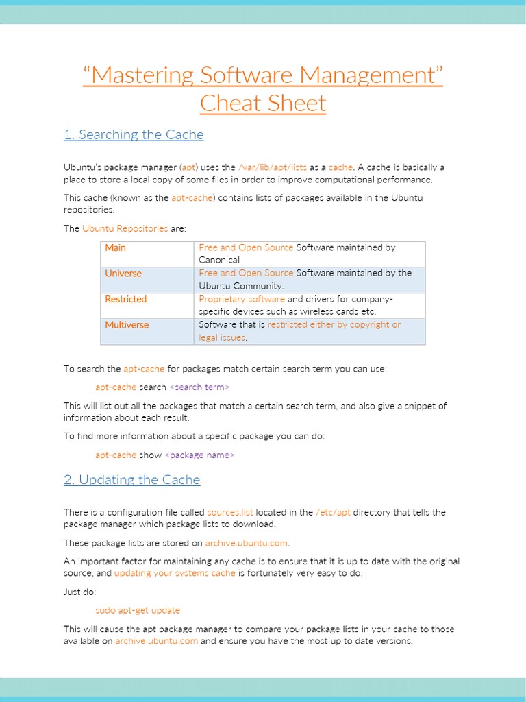 11.1 Software Management Cheatsheet PDF | PDF | Utility Software ... 11.1 Software Management Cheatsheet PDF | PDF | Utility Software ...