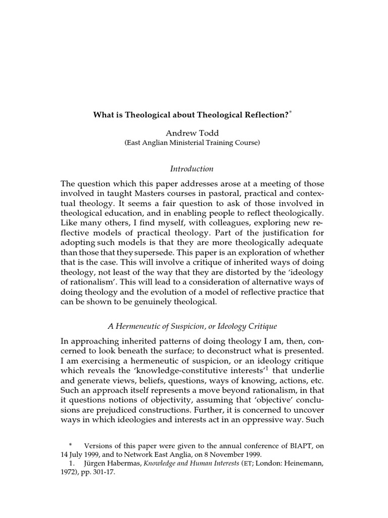 What Is Theological About Theological Reflection? | PDF | Rationalism ...