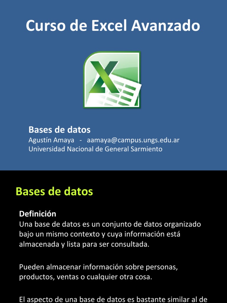 Curso de Excel - Bases de Datos | PDF | Bases de datos | Microsoft Excel