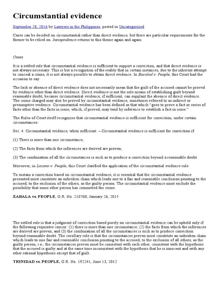 Circumstantial Evidence | PDF | Circumstantial Evidence | Evidence