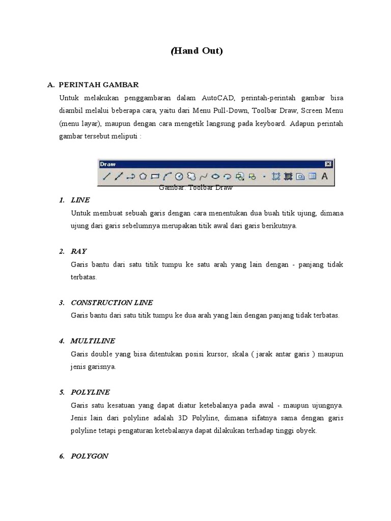Materi Perintah Dasar Autocad | PDF | Metode & Bahan Ajar
