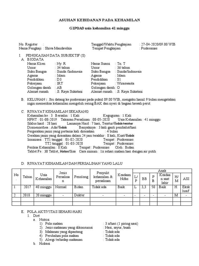 SOAP ANC Shiva Mandavikia 41mgg Dengan BAK Dan Nyeri Perut | PDF