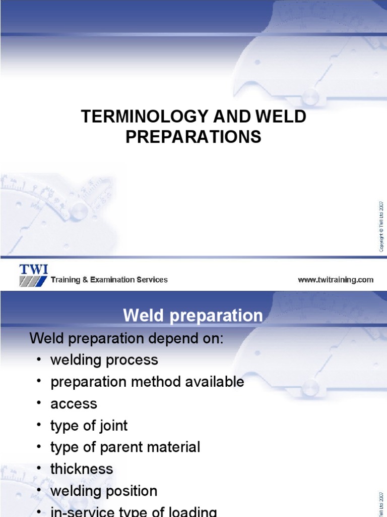 Terminology and Weld Preparations | PDF | Welding | Construction
