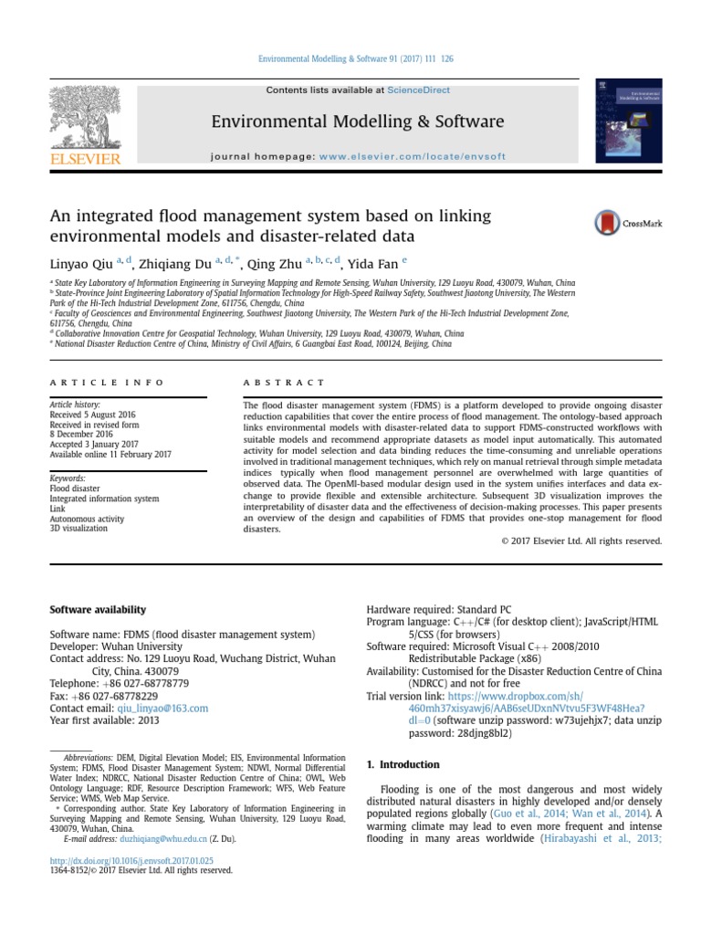An Integrated Flood Management System Based On Linking Environmental ...