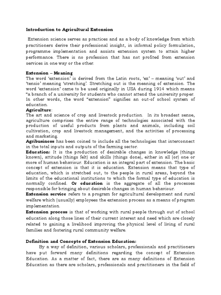 Extension Education Definition and Concepts | PDF | Agriculture | Science