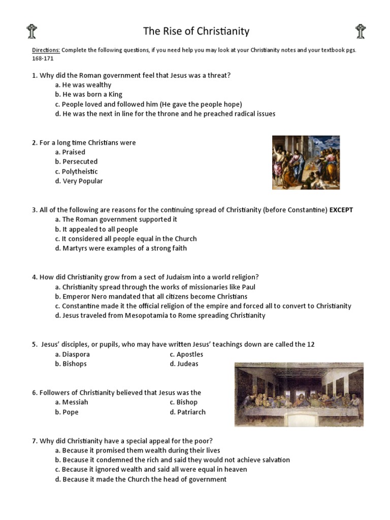 03 - The Rise of Christianity Quiz | PDF | History Of Christianity ...