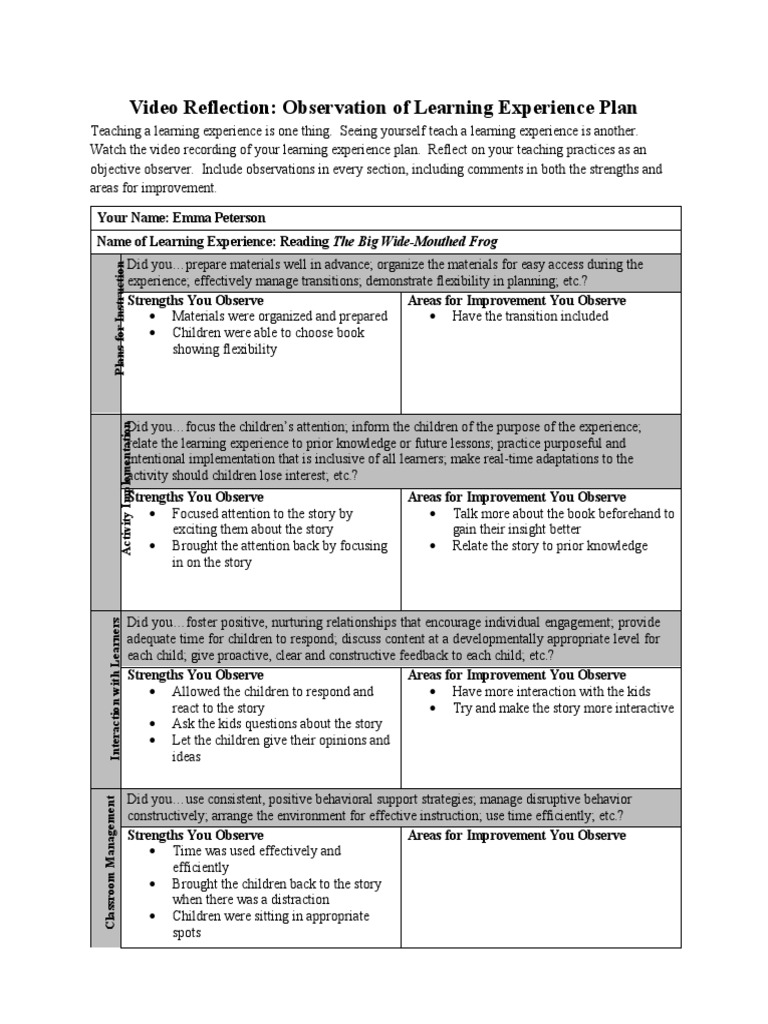 lp5 Video Reflection Peterson | PDF | Classroom Management | Learning