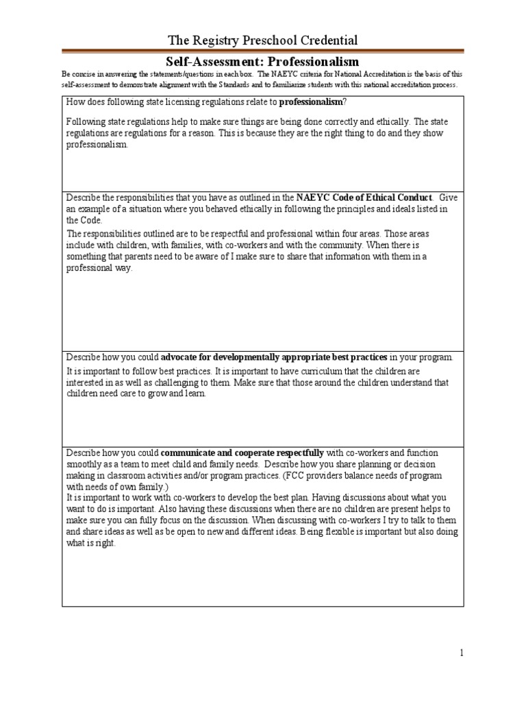 lp7 Professionalism Self Assessment Peterson | PDF