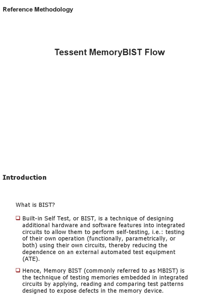 Generating An Embedded Test Plan For Memory Bist Using The Mentor Graphics Tessent Tool Pdf