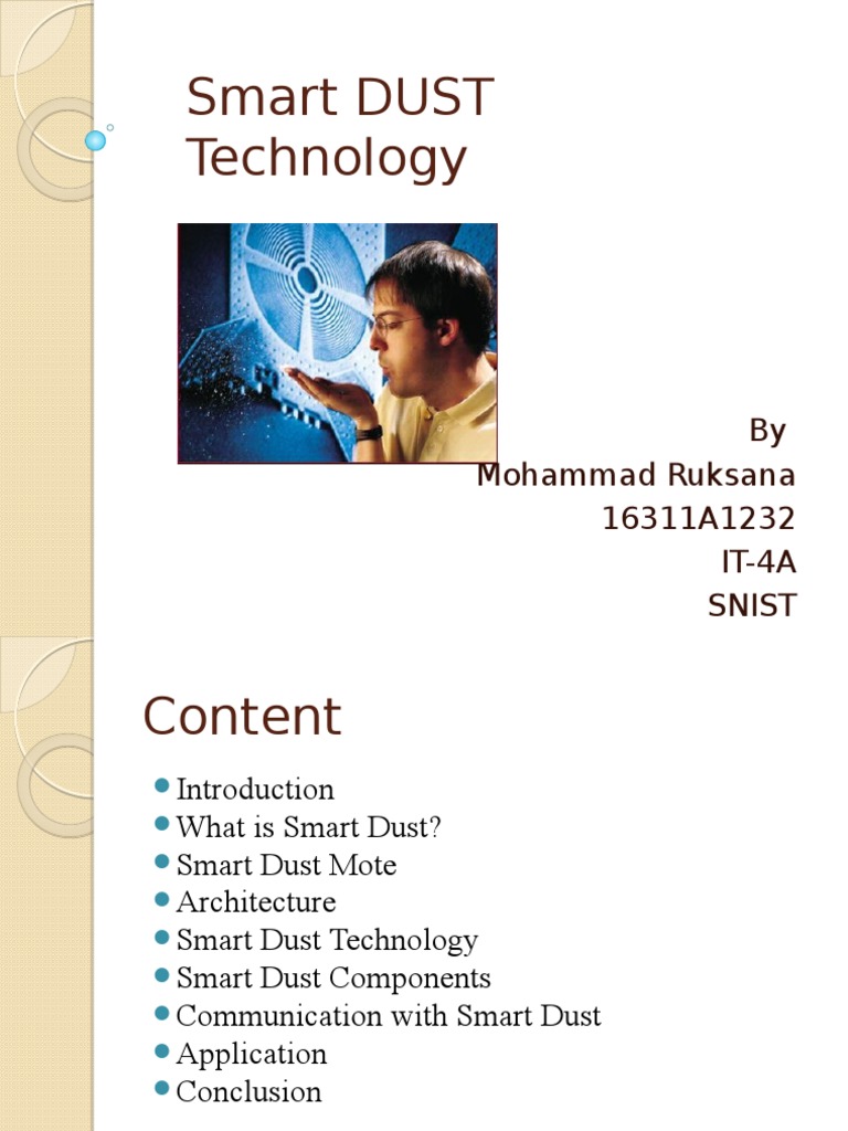 Smart DUST Technology: by Mohammad Ruksana 16311A1232 IT-4A Snist | PDF ...