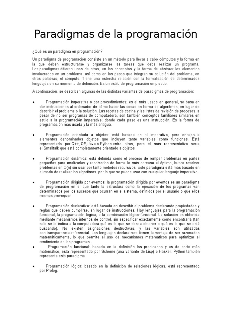 Paradigmas de La Programación | PDF | Algoritmos | Lenguaje de programación
