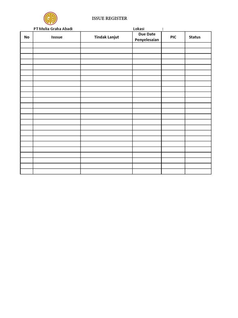 Issue Register | PDF