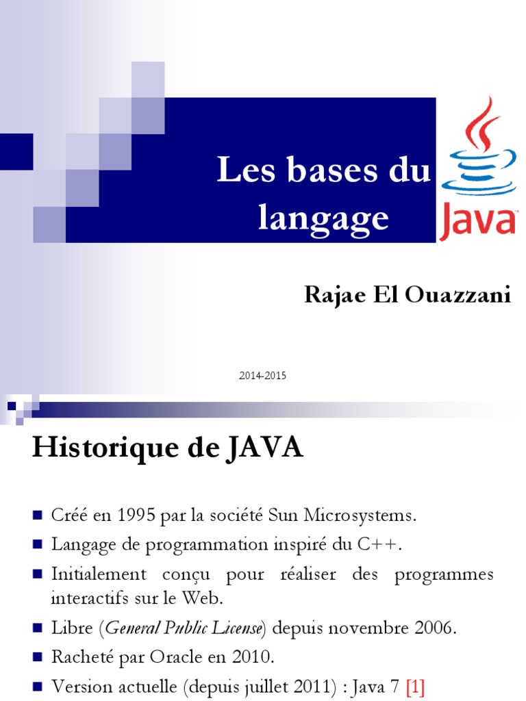 Chap 1 Les Bases Du Langage Java | PDF | Structure de contrôle ...