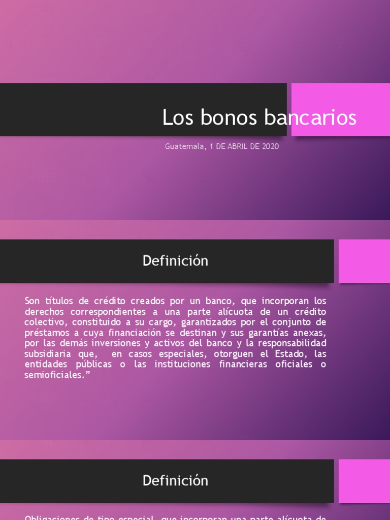 Bonos Bancarios en Guatemala: Definición y Características | PDF ...