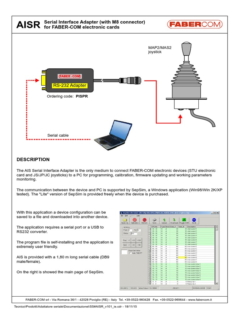 Serial Interface Adapter (With M8 Connector) For FABER-COM Electronic Cards | PDF