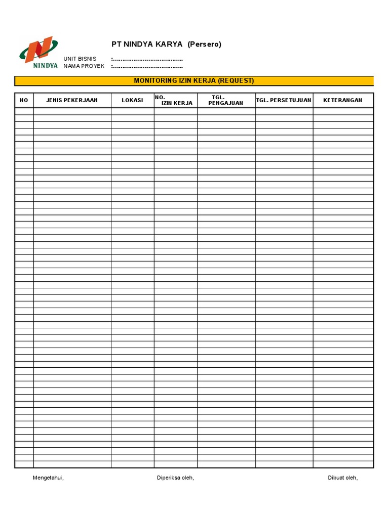 Form Contoh - Monitoring Izin Kerja | PDF