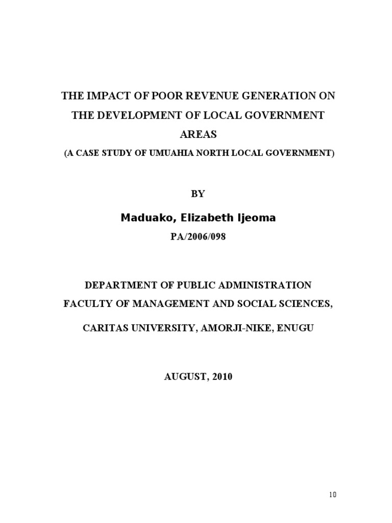 The Impact of Poor Revenue Generation On The Development of Local ...