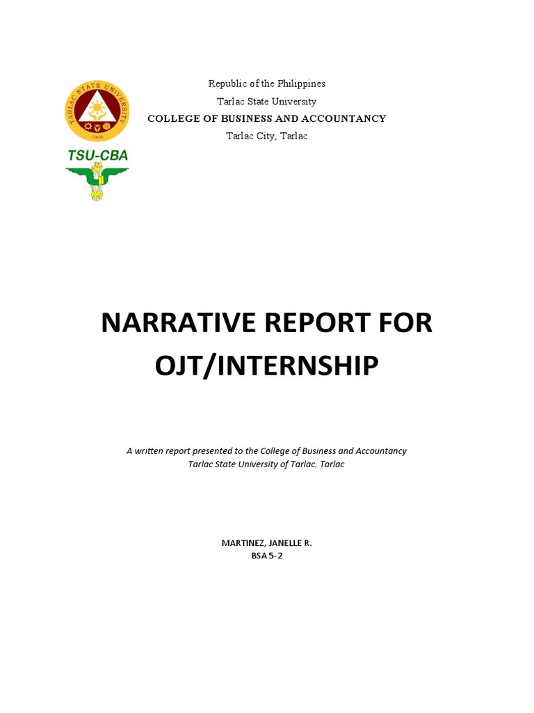 Narrative Report For Ojt/Internship: College of Business and ...