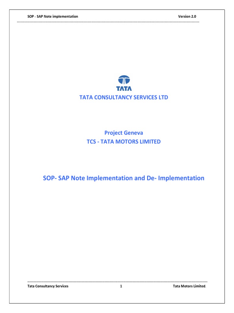 SOP: SAP Note Implementation Guide | PDF | Software | Computing