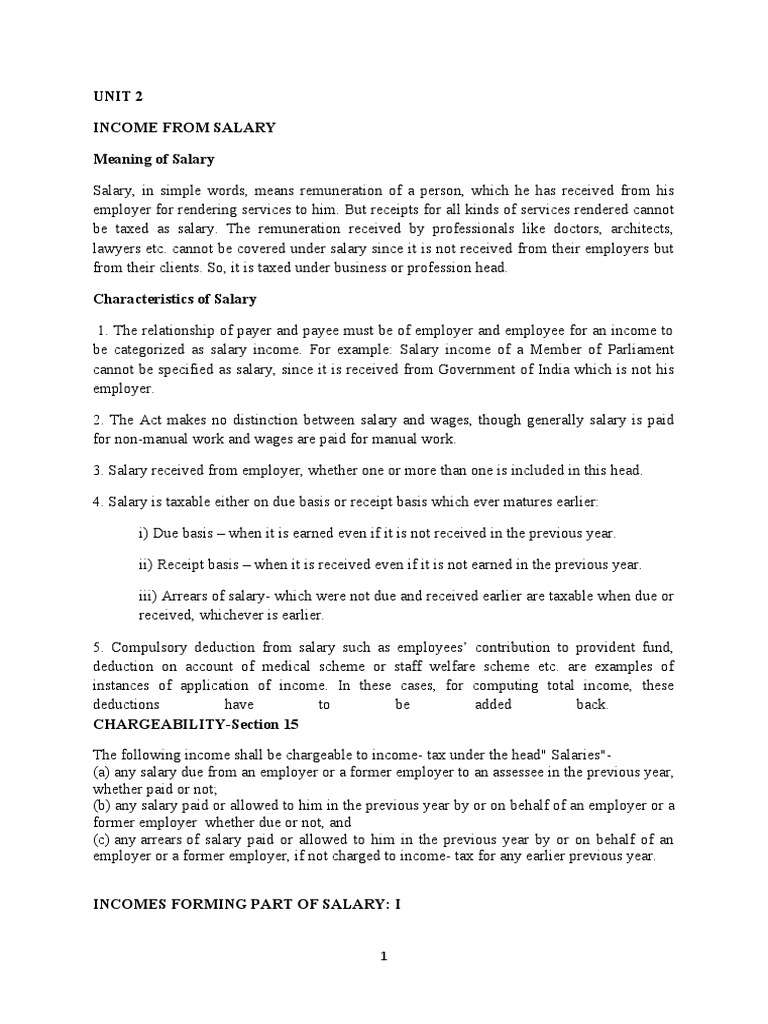 Unit 2 Tax Notes | PDF | Tax Deduction | Salary