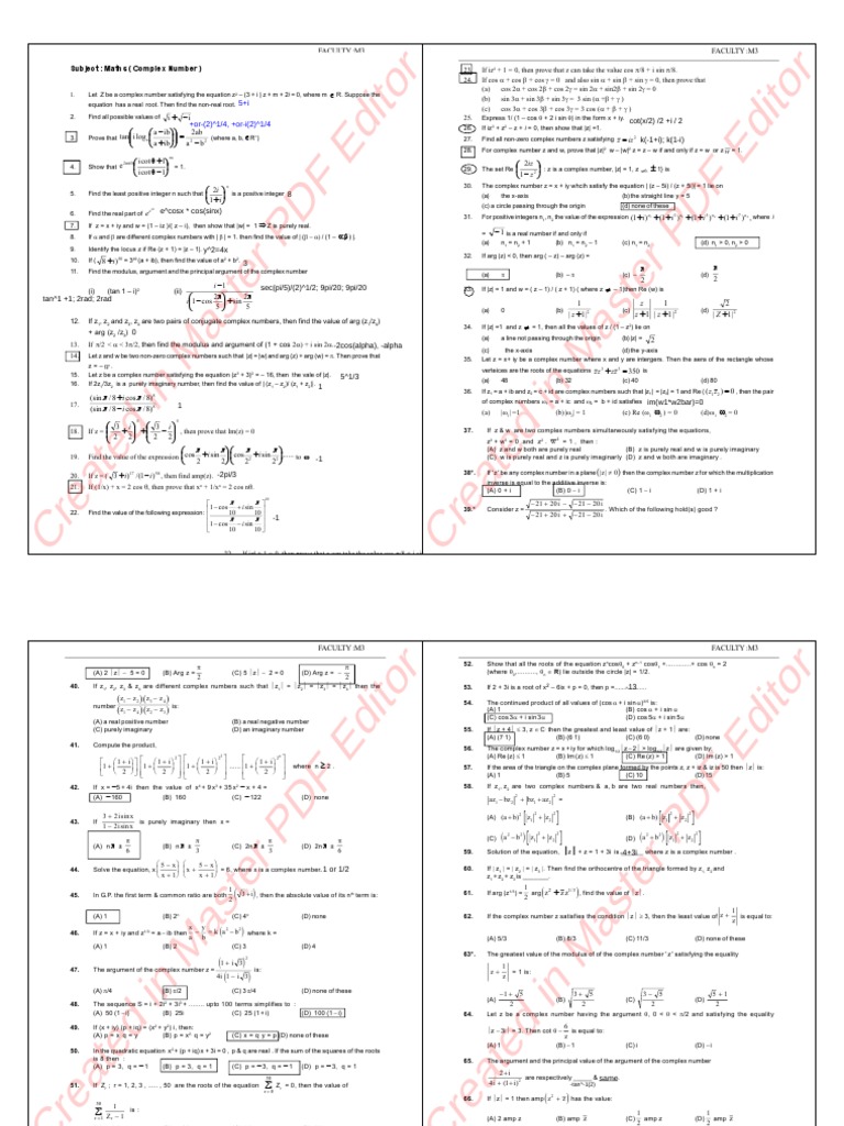 Complex Number Pdf Pdf Complex Number Trigonometric Functions