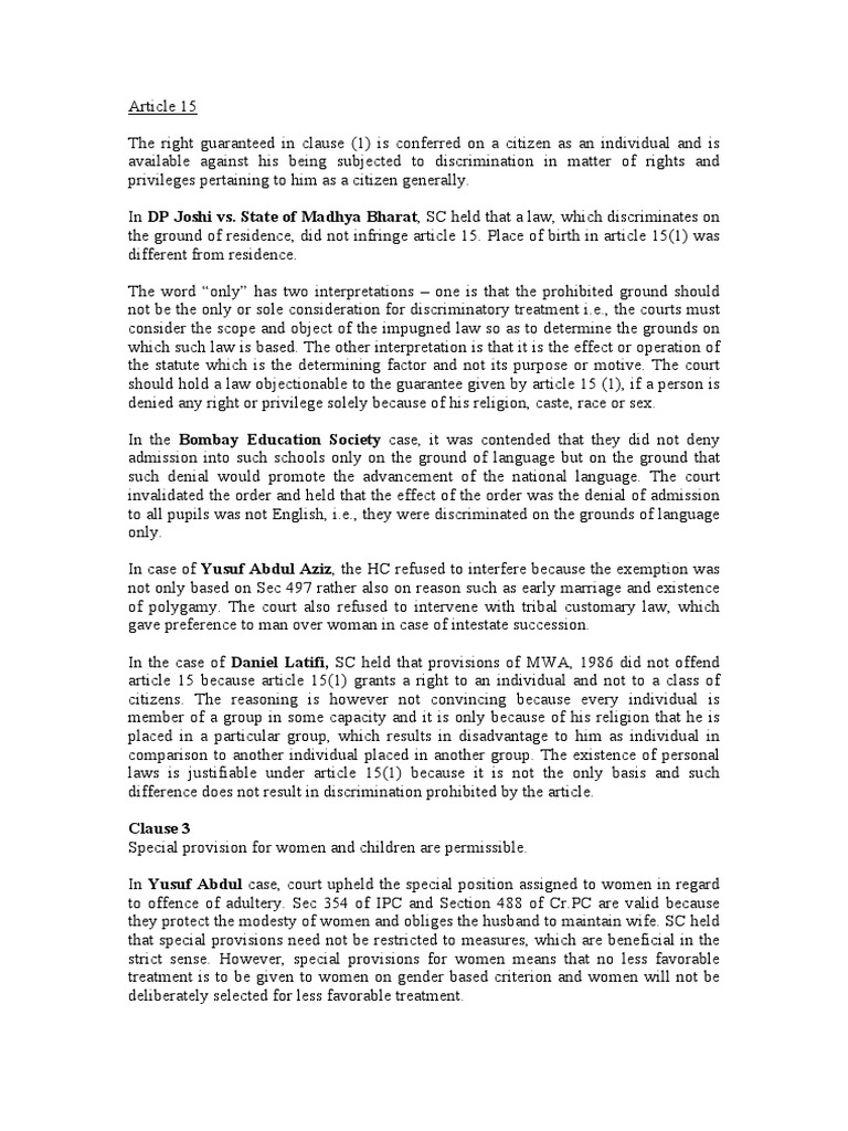 Article 15 - 16 of Constitution | Download Free PDF | Flight Attendant ...