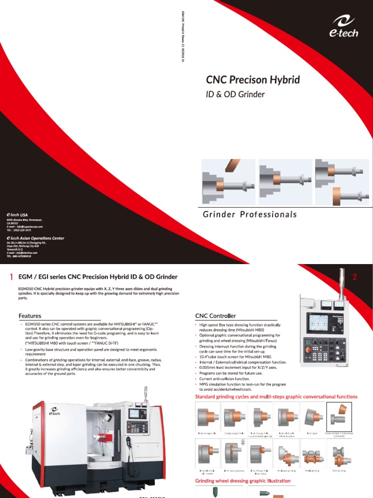 EGM - CNC Precision Hybrid ID & OD Grinder | PDF | Grinding (Abrasive Cutting) | Metalworking