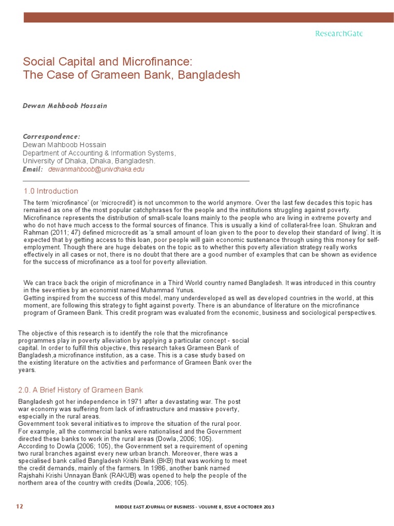 Grameen Bank Model of Bangladesh | PDF | Grameen Bank | Microcredit