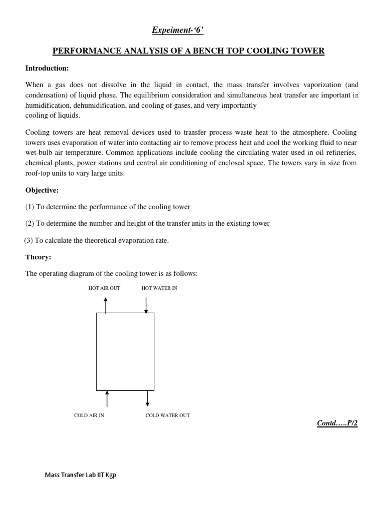 Exp-6 - Performance Analysis of A Bench Top Cooling Tower | PDF | Air ...