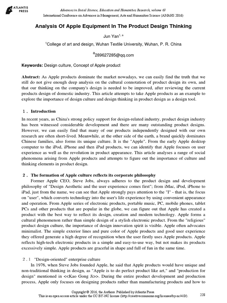 Analysis of Apple Equipment in The Product Design Thinking | PDF ...