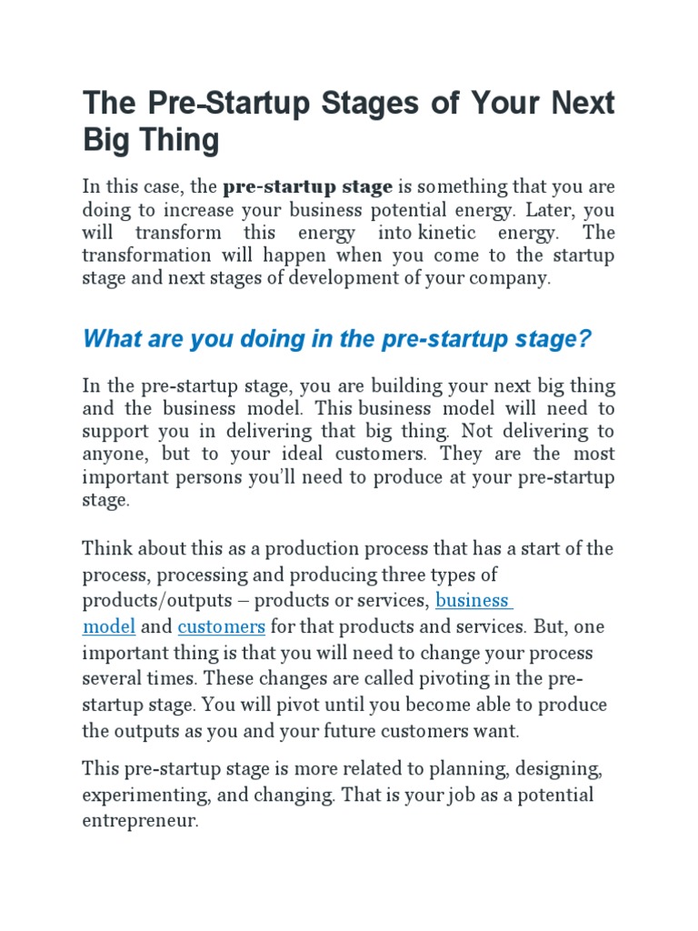 Pre-Startup Guide for Entrepreneurs | PDF | Business