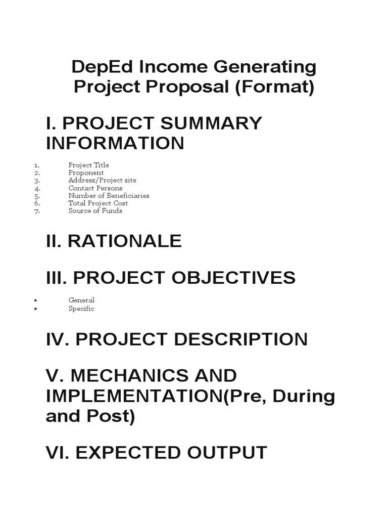 DepEd Income Generating Project Proposal | PDF