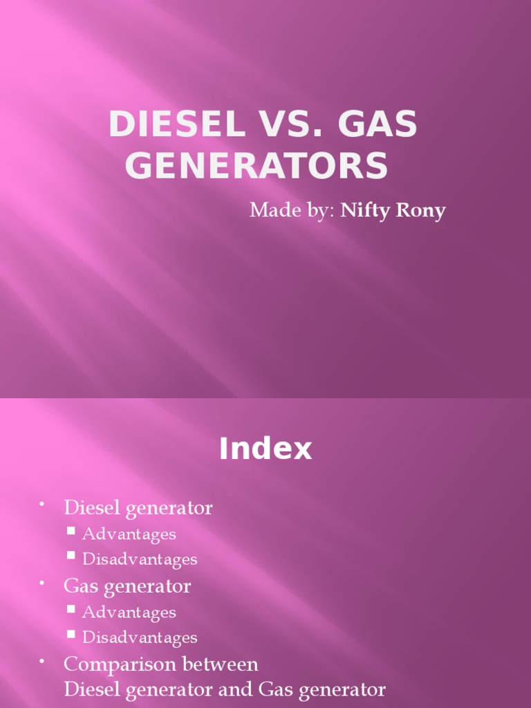 Diesel Vs Gas Generators | PDF | Natural Gas | Diesel Engine