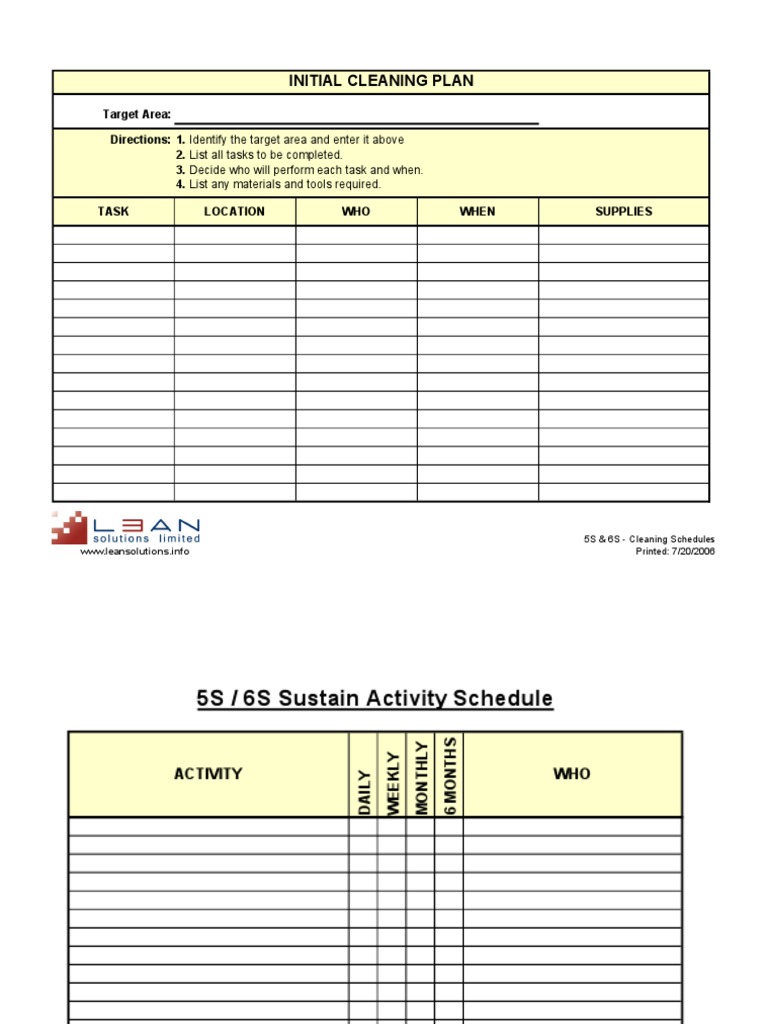 5S/6S Cleaning Task Schedule Guide | PDF | Business