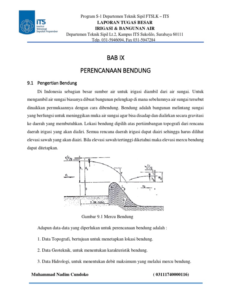 Perhitungan Bendung | PDF | Sains & Matematika | Teknologi & Rekayasa