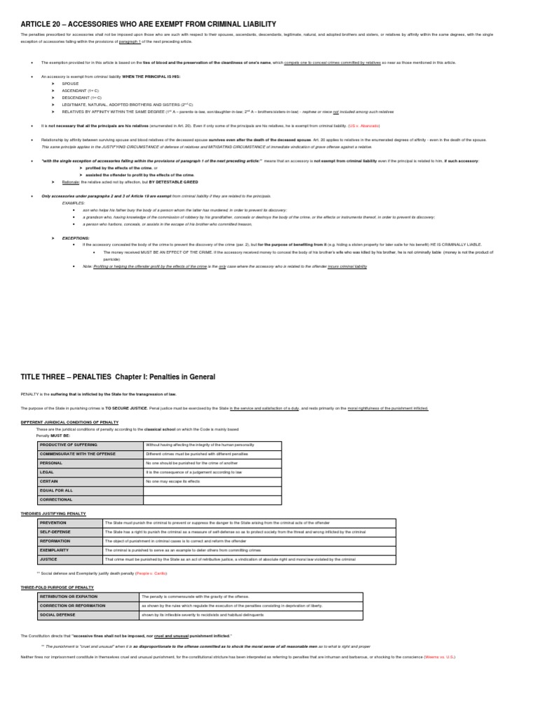 ARTICLE 20 TO 29 RPC Aqcmd | PDF | Ex Post Facto Law | Crime & Violence